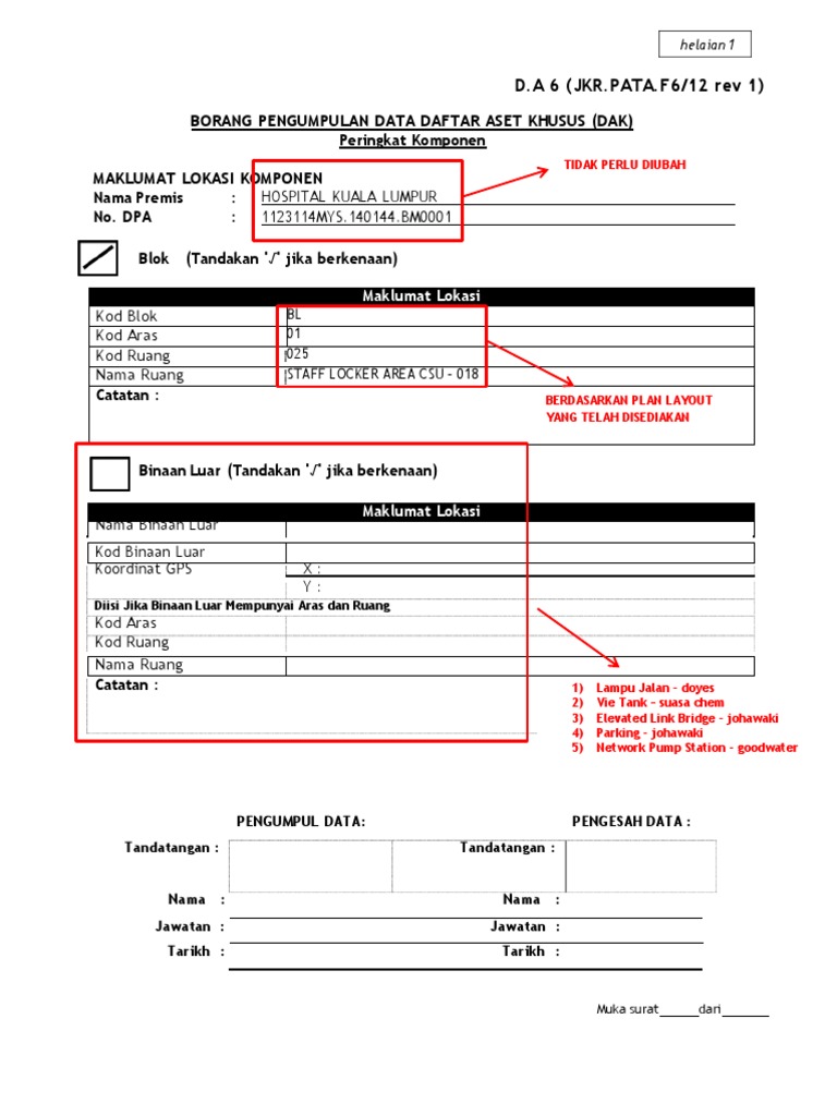 Contoh Pengisian Format Borang My Spata | PDF