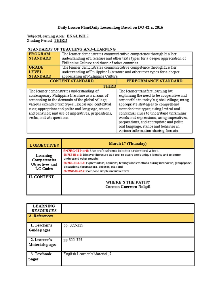 EN7RC-III-a-8: EN7LT-III-a-5: EN7OL-III-a-1.3: EN7WC-III-a2.2 | PDF ...