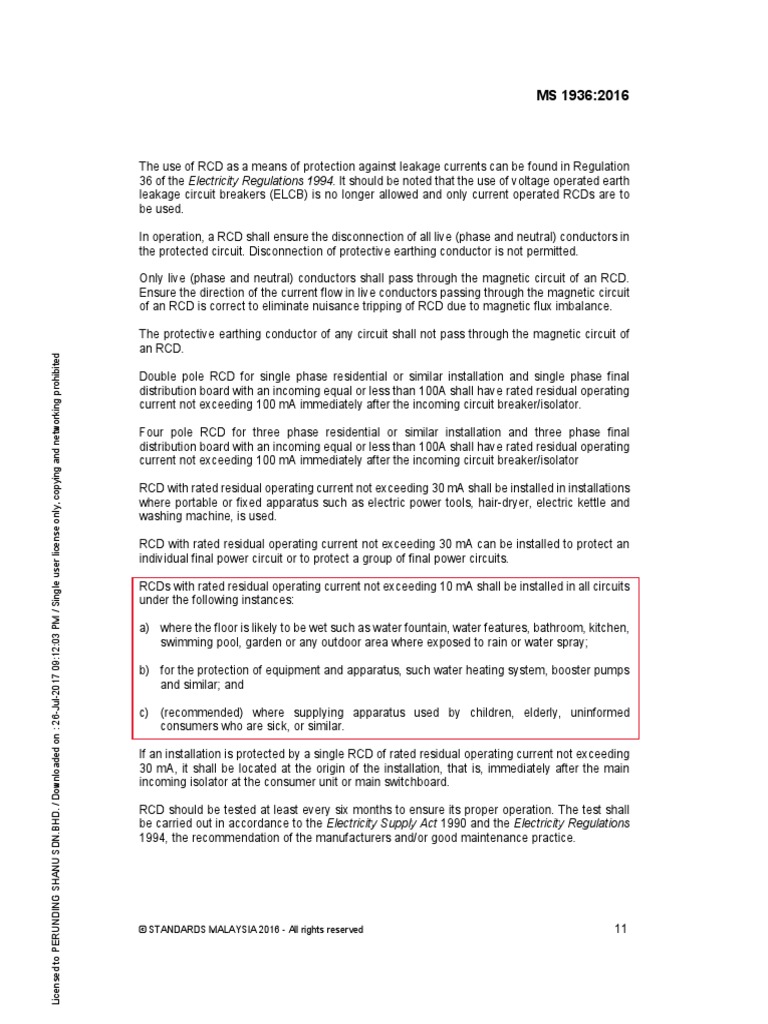 B6 MS 1936 2016 RCD - pg11 | PDF | Electrical Equipment | Electrical Engineering