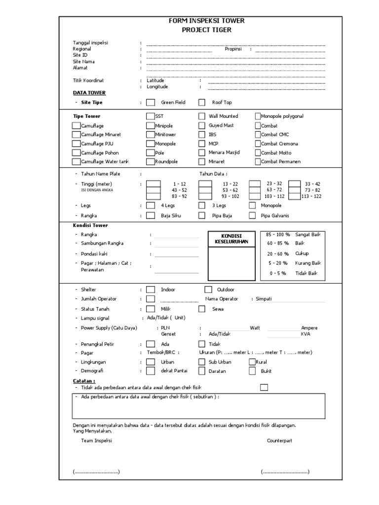 Form Inspeksi Project Tiger | PDF