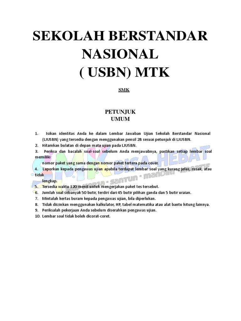 USBN Matematika SMK | PDF
