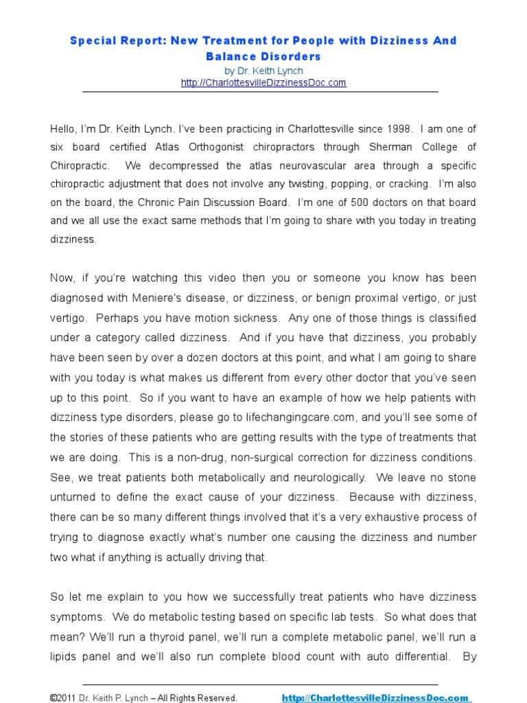 Special Report: New Treatment For People With Dizziness and Balance ...