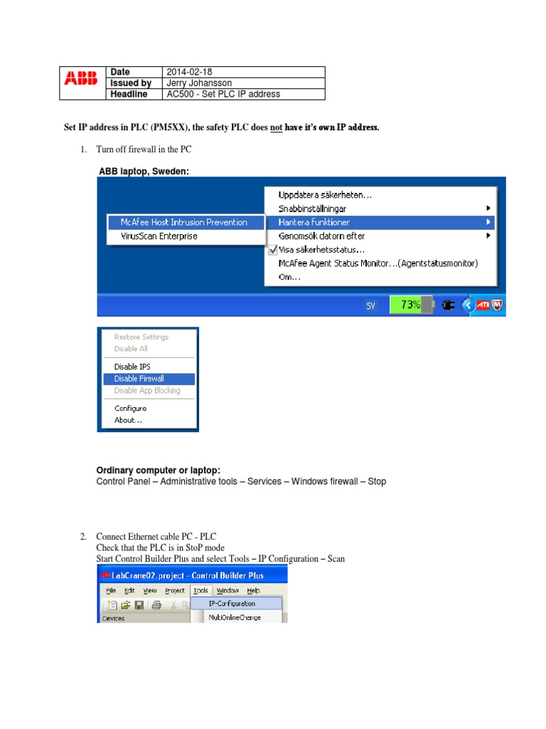 15 AC500 - Set PLC IP Address | PDF