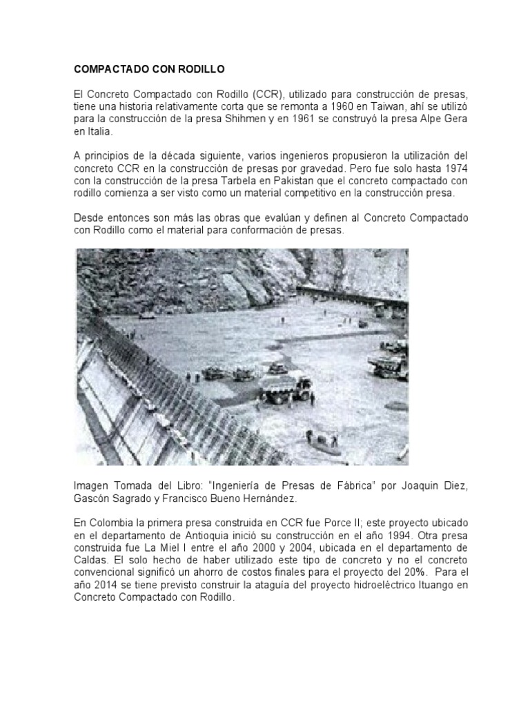 Concreto Compactado con Rodillo (CCR) | PDF | Hormigón | Ingeniero civil