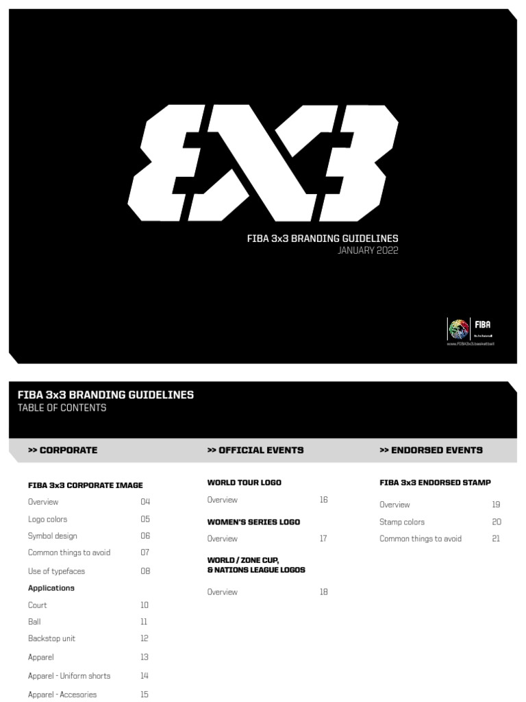 Fiba 3X3 Branding Guidelines: JANUARY 2022 | PDF | Logos | Typefaces