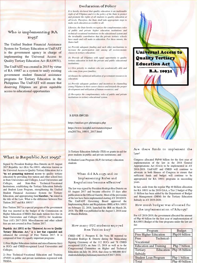 Universal Access To Quality Tertiary Education Act | PDF | Educational ...