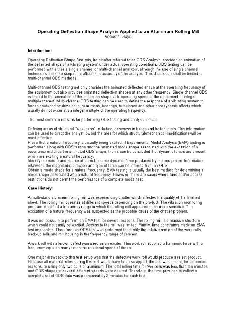 Aluminum Case History - Operating Deflection Shape Analysis | PDF ...