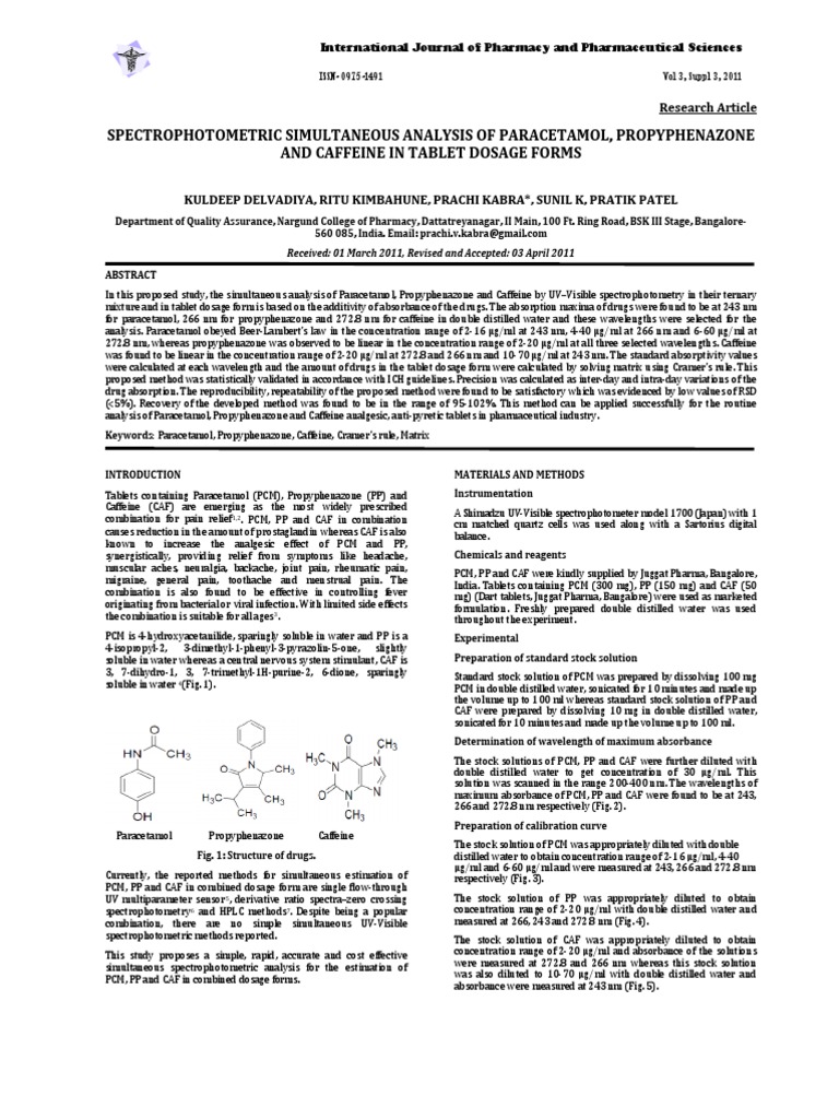 Spectro Paracetamol Pdf Spectrophotometry Absorbance