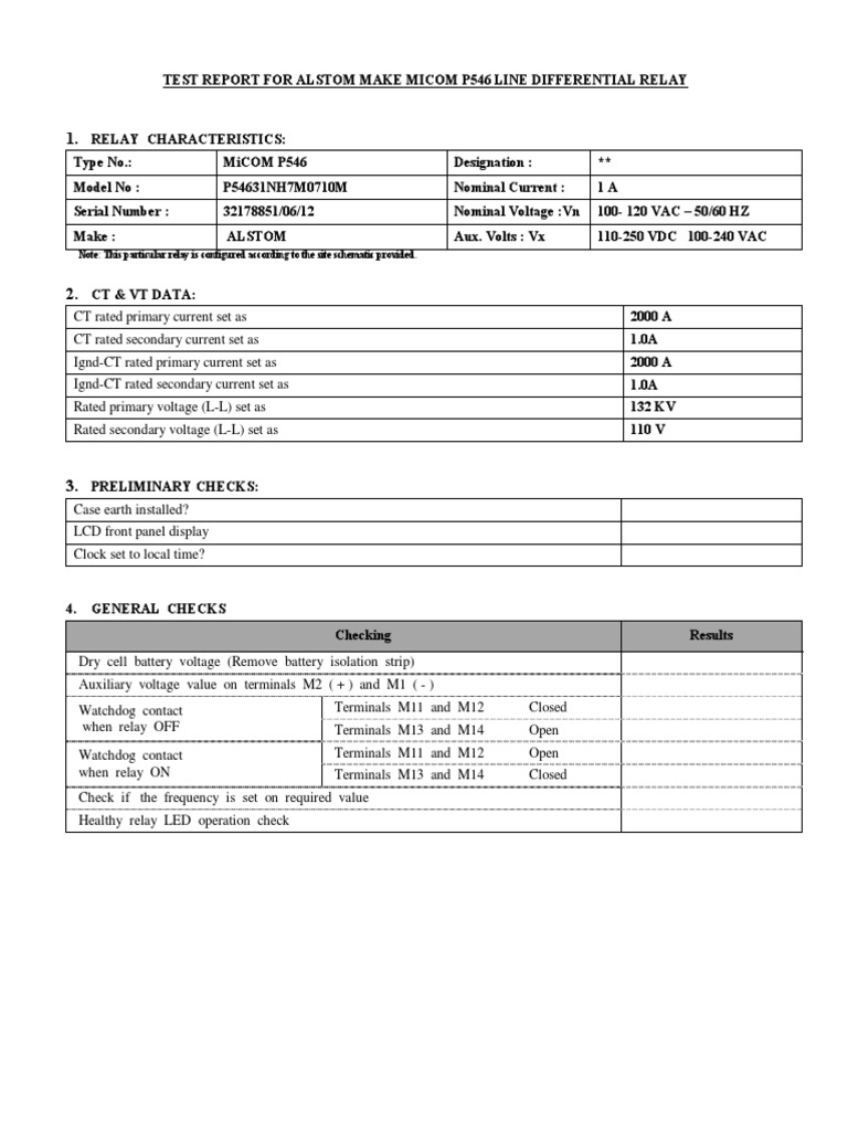 Line Differential - Test Report For Alstom Make Micom P546 Relay | PDF ...