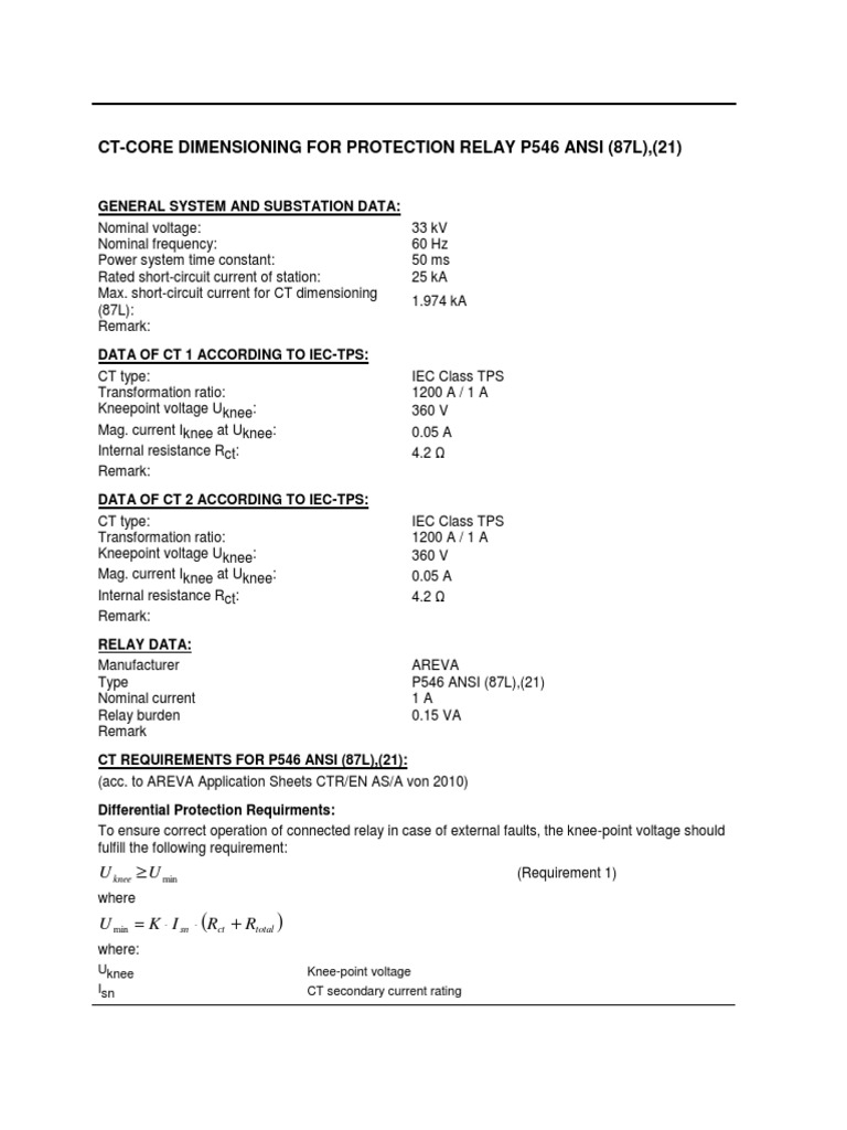 Ct-Core Dimensioning For Protection Relay P546 Ansi (87L) | PDF | Force ...