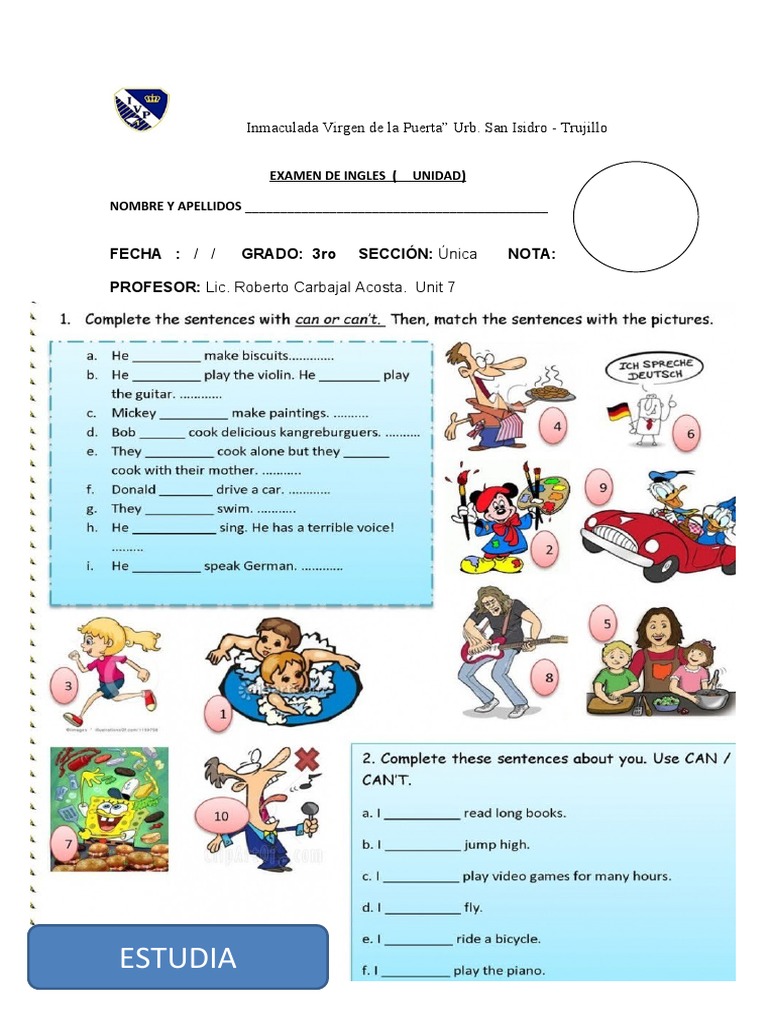 Examen 3ro Ivp Unit 7 | PDF