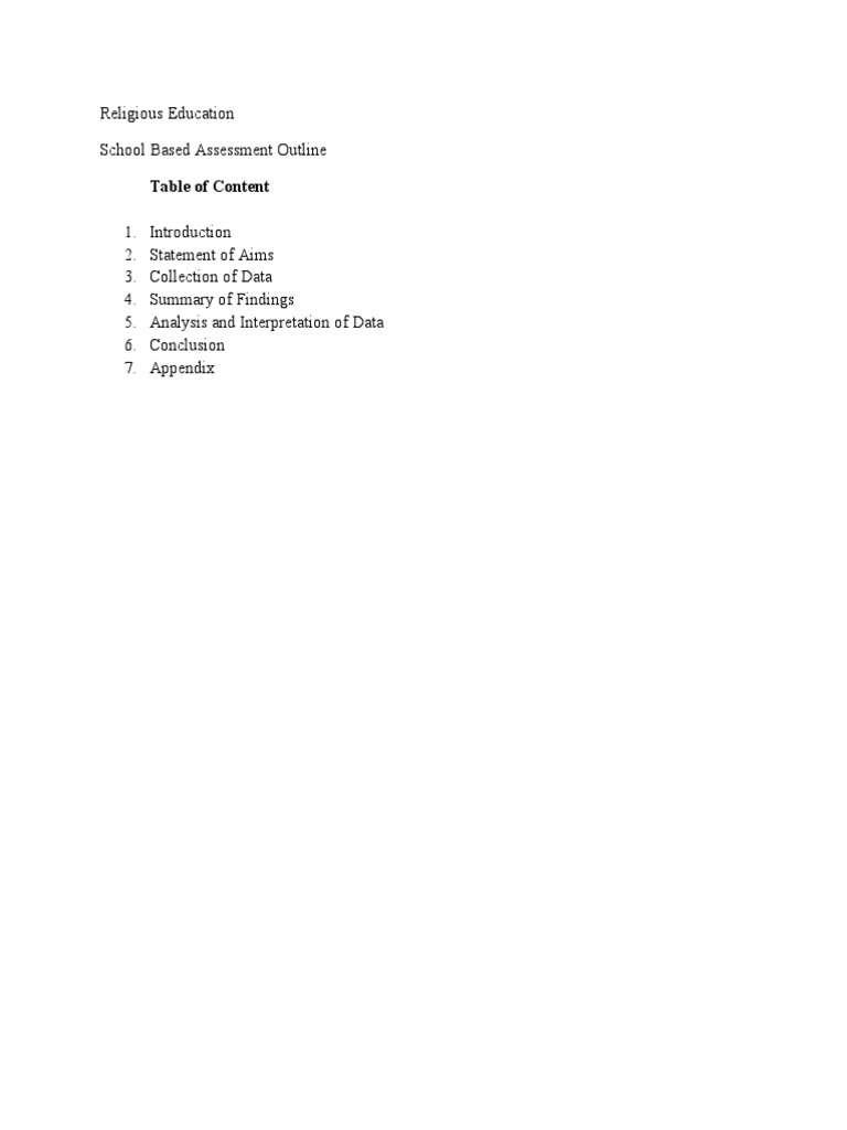 Religious Education SBA Outline | PDF | Anglicanism | Seventh Day ...