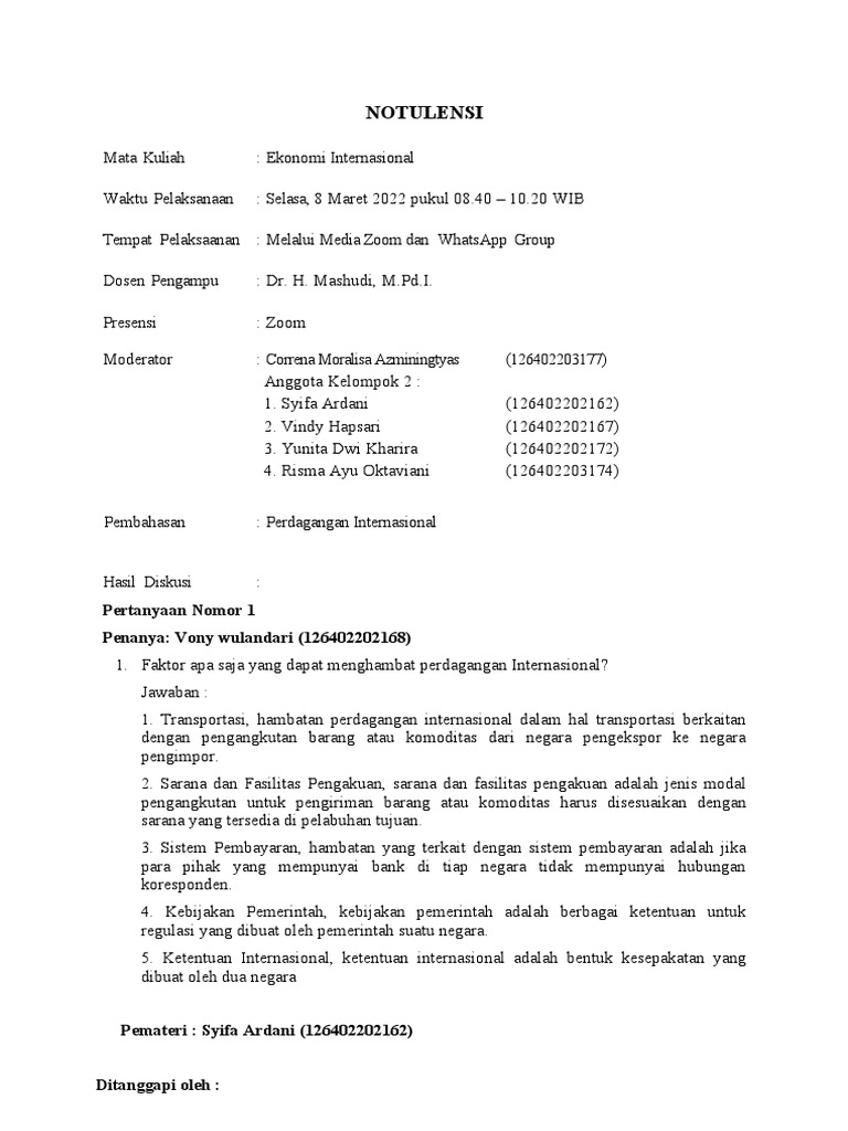 Contoh Notulensi | PDF