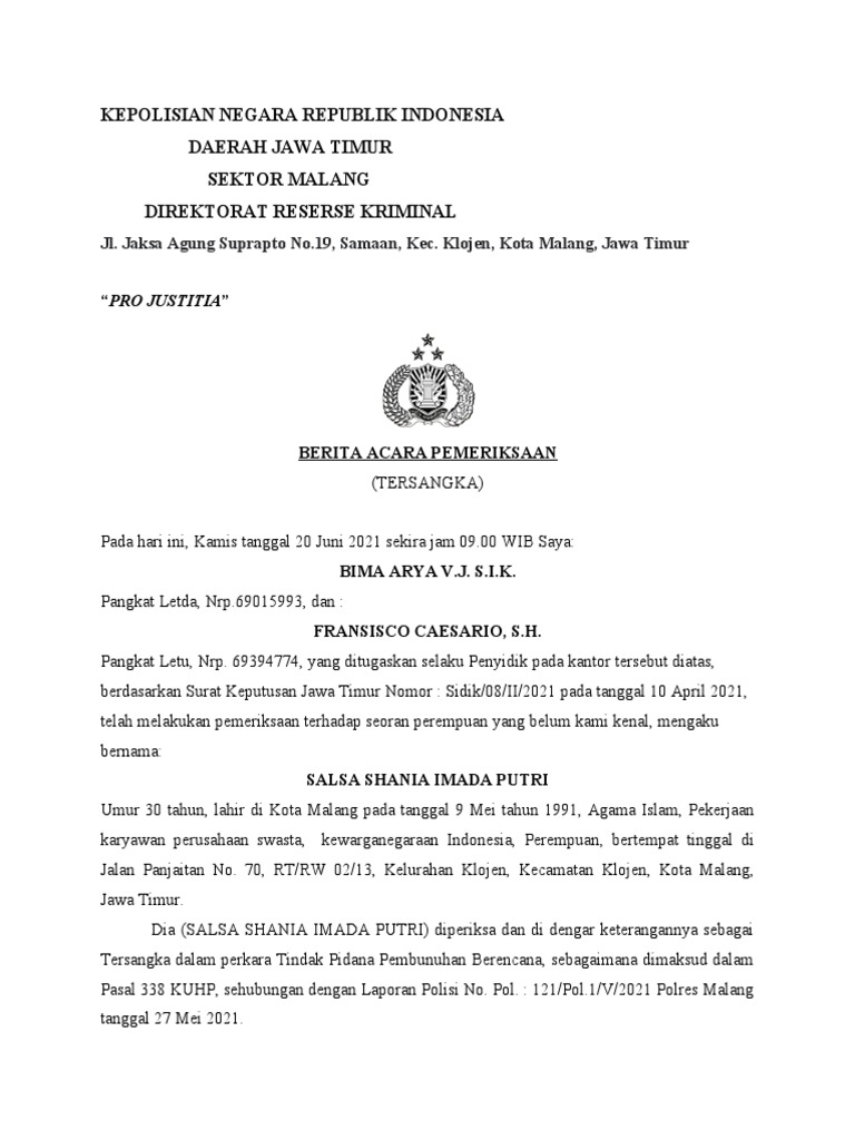 Contoh BAP Pidana | PDF