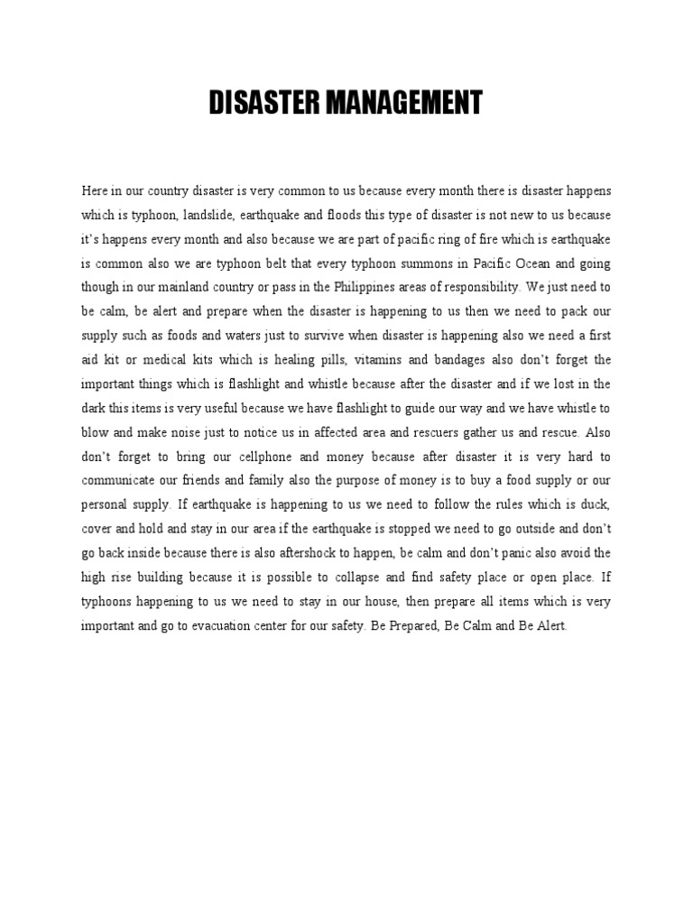 Disaster Management | PDF