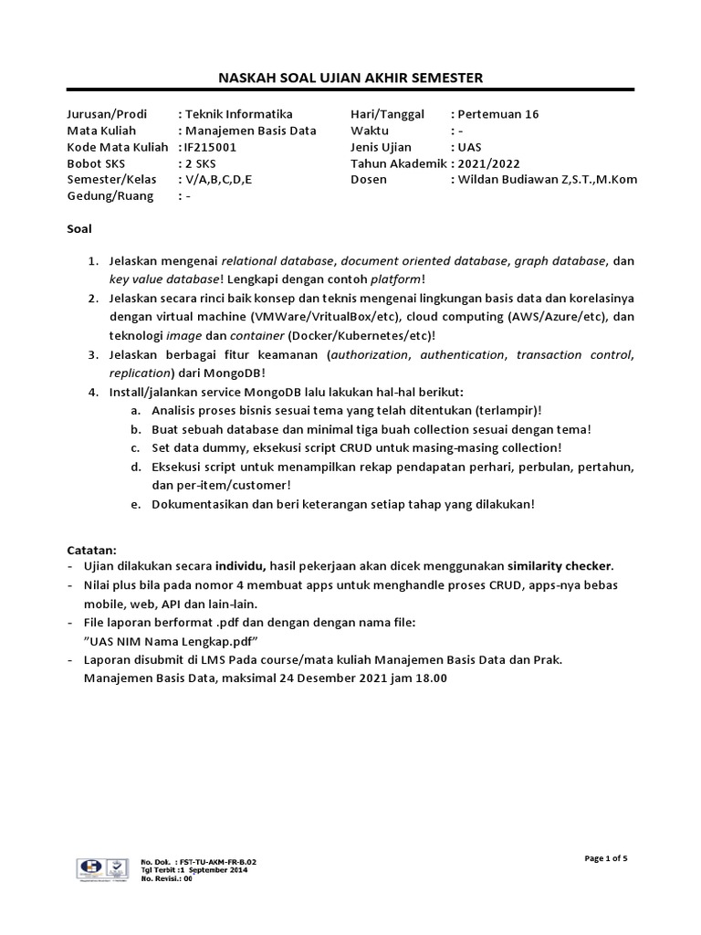 Manajemen Basis Data 16 UAS | PDF