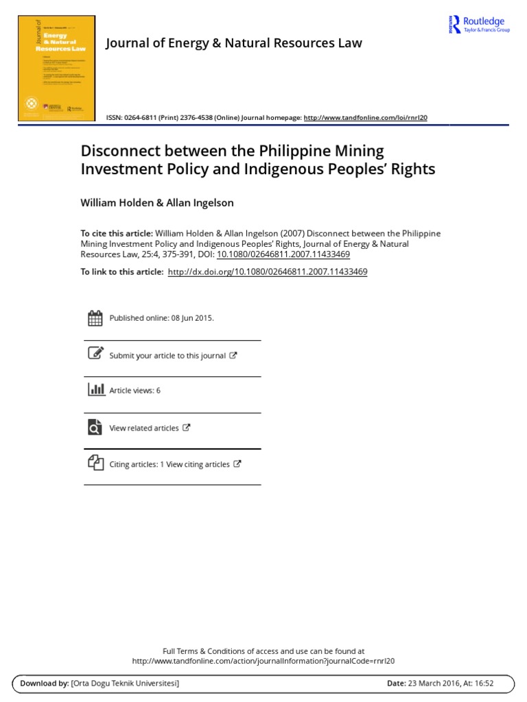 Philippine Mining and Indigenous Peoples Rights | PDF | Mining ...