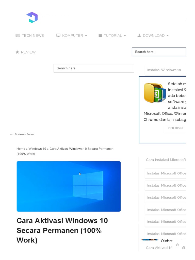 2 Cara Aktivasi Windows 10 Secara Gratis (100% Permanen) | PDF | Komputer