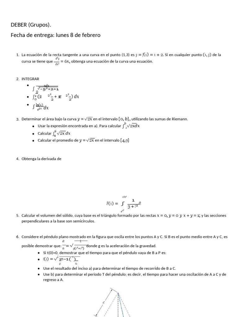 CALCULO INTEGRAL Deber GRUPO | PDF | Integral | Curva