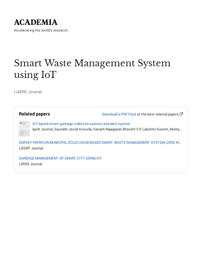Smart Waste Management System Using Iot: Related Papers | PDF ...