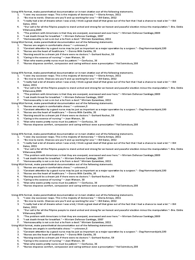 Using APA Format Activity | PDF | Health Sciences | Health Care