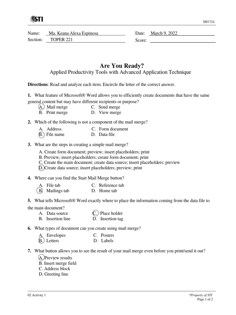 Espinosa 02 - Activity - 1 | PDF | Mail | Computing