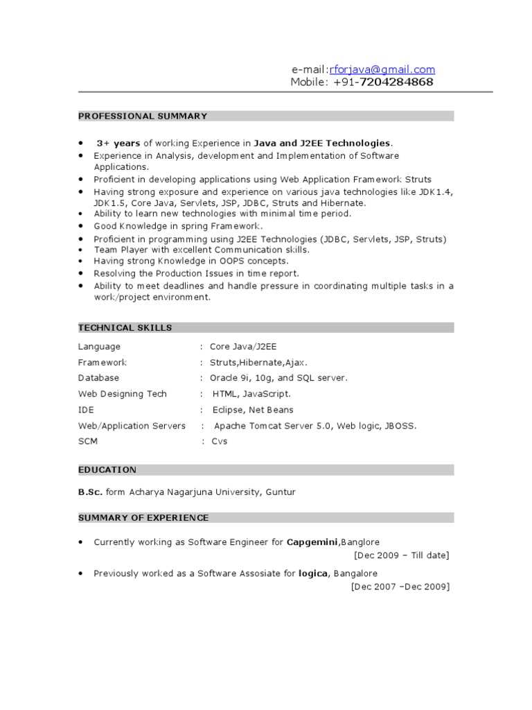 Java Resume | PDF | Java Server Pages | Java (Programming Language)