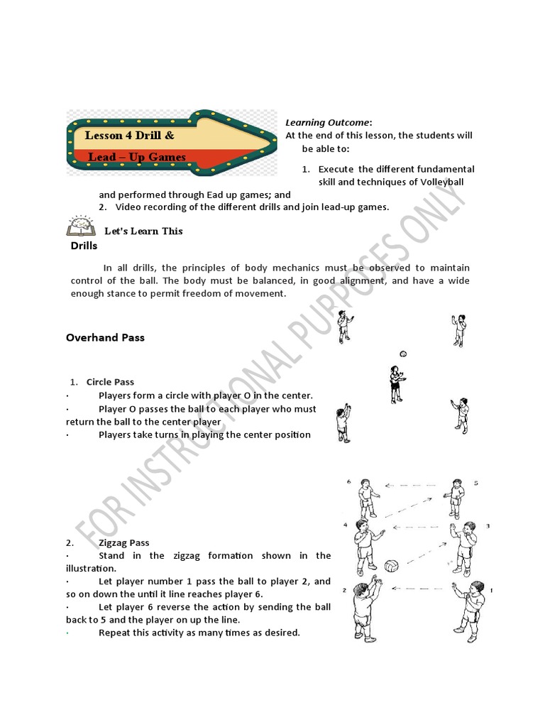 Lesson 4 Drill & Lead - Up Games: Let's Learn This | PDF | Volleyball ...