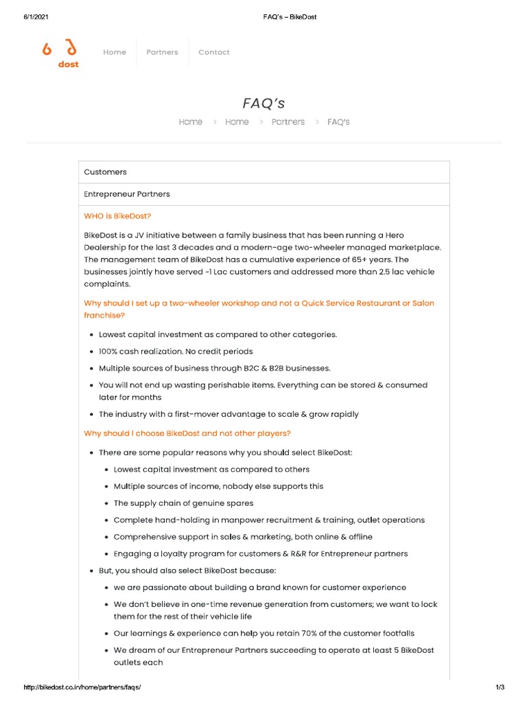 Bike Dost Faq | PDF