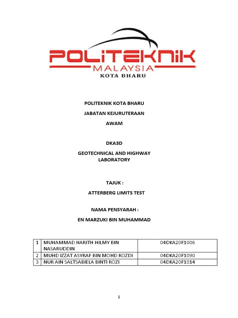 Report Atterberg Limits Test | PDF