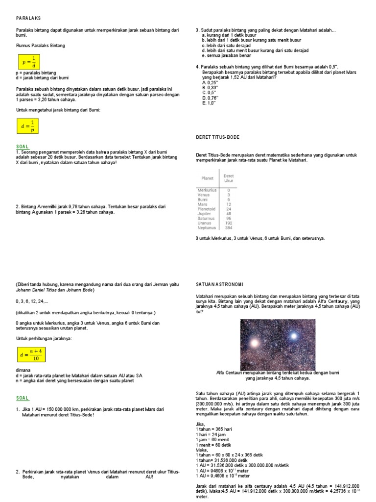 Mengukur Jarak Bintang melalui Paralaks Trigonometri | PDF