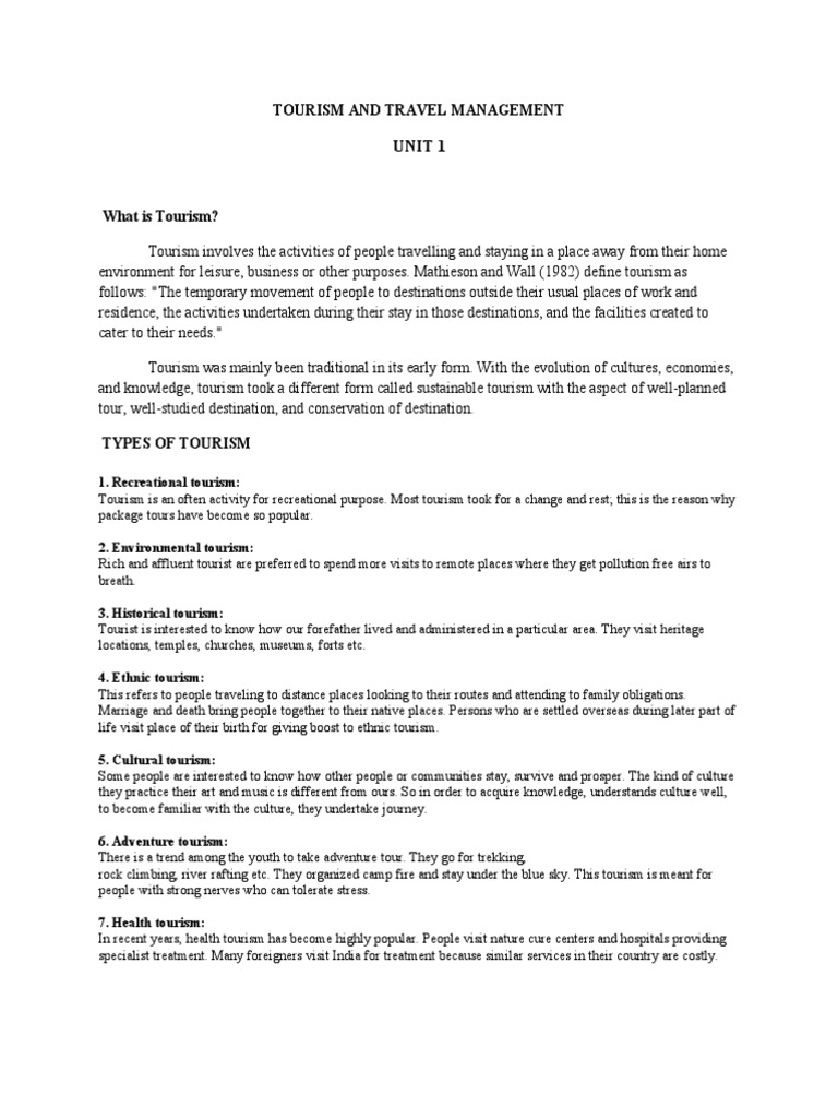 Tourism and Travel Management 1111-1 | PDF | Tourism | Transport