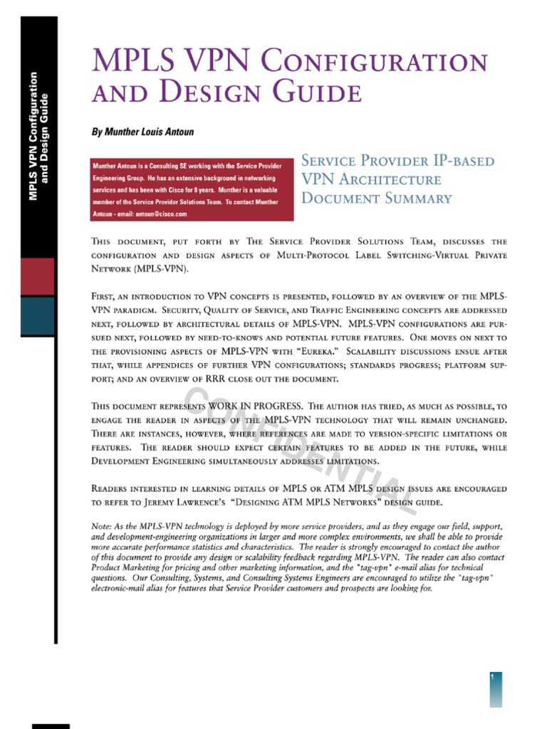 Mpls VPN Configuration and Design Guide | PDF | Virtual Private Network | Multiprotocol Label ...