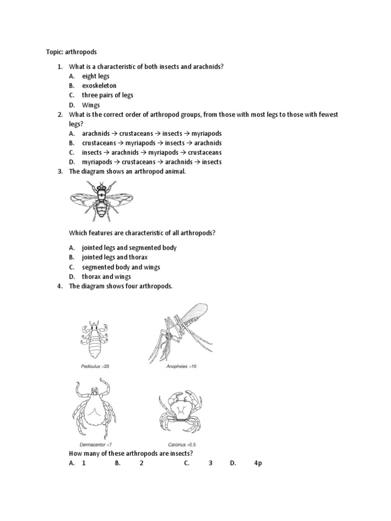 Arthropods MCQ | PDF