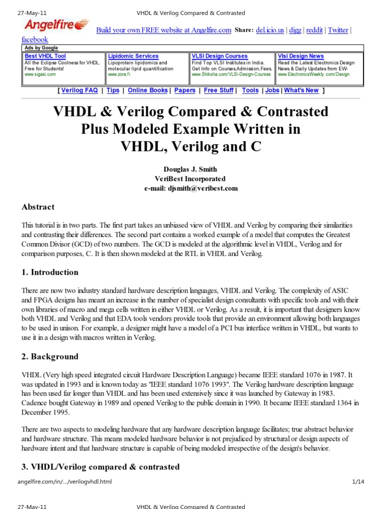 VHDL & Verilog Compared & Contrasted | PDF | Vhdl | Hardware ...