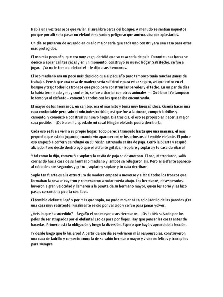 Lección de responsabilidad de tres osos | PDF | Osos