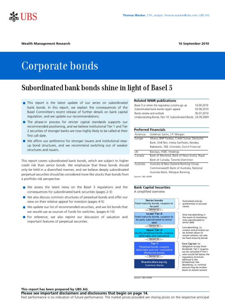 UBS Subordinated Bank Bonds 20100916 | PDF | Bonds (Finance ...