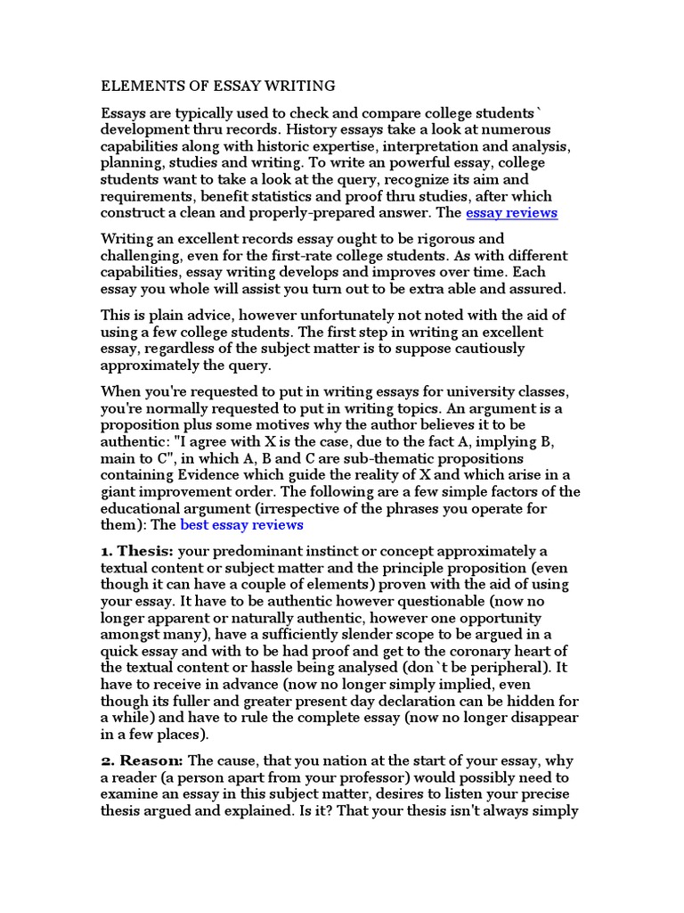 Elements of Essay Writing | PDF | Essays | Reason