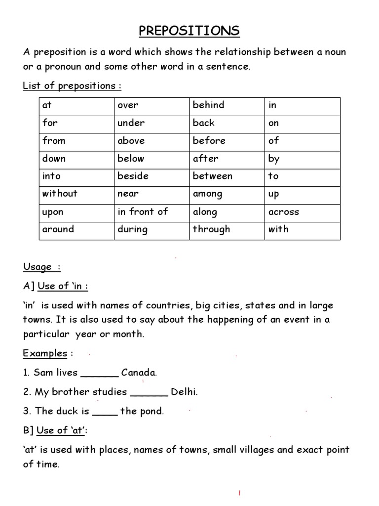 Prepositions Grade 3 | PDF | Linguistics