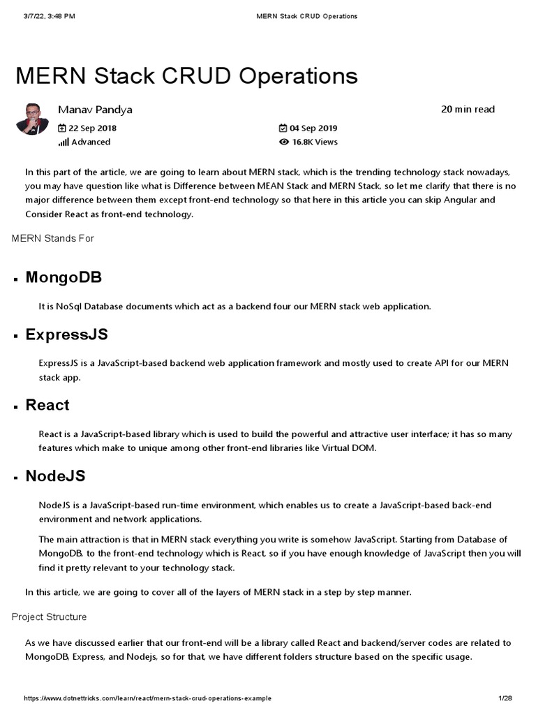 MERN Stack CRUD Operations | PDF | Mongo Db | Web Application MERN Stack CRUD Operations | PDF | Mongo Db | Web Application