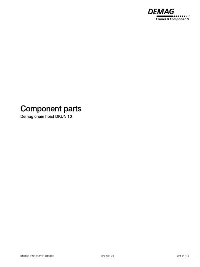 Part Cataloge Chain Hoist DK 10 SET | PDF | Gear | Equipment