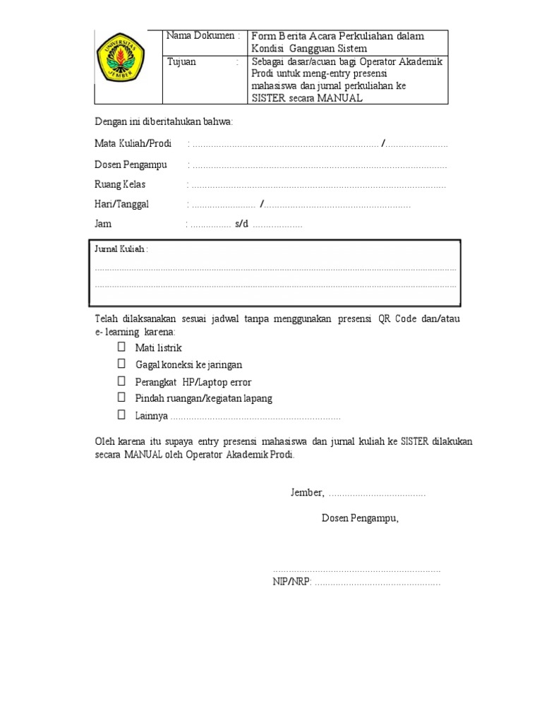 FORM Pemutihan Presensi | PDF