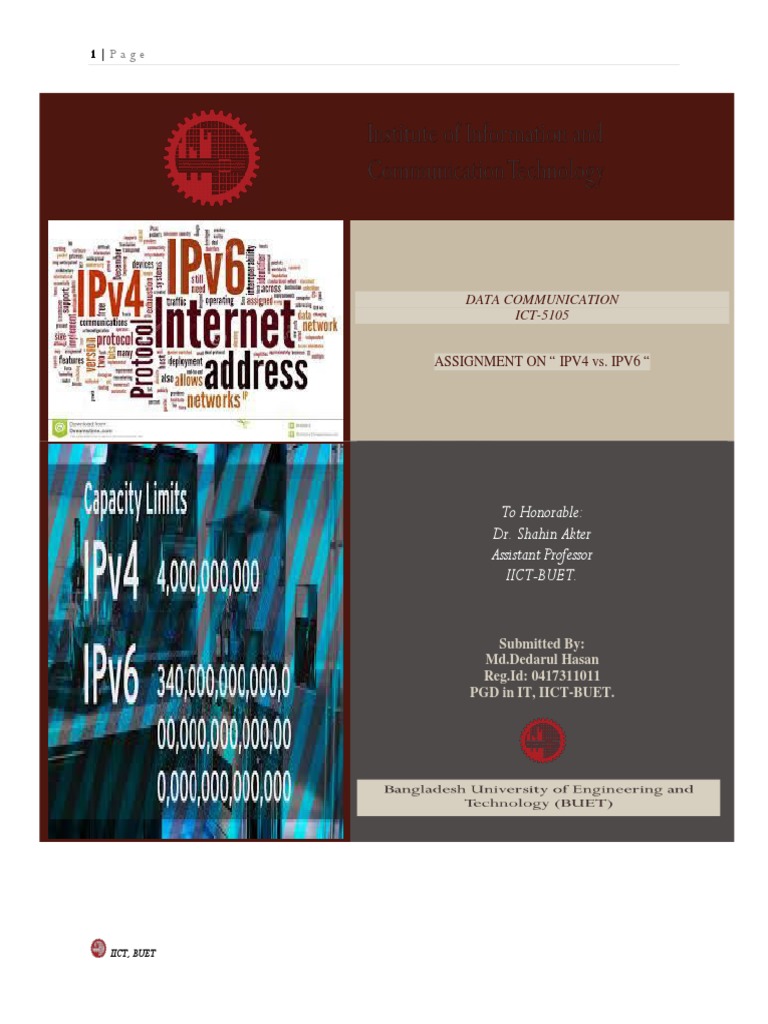 Final Assignment On IPV4 Vs IPV6, IICT | PDF | I Pv6 | Internet Protocols