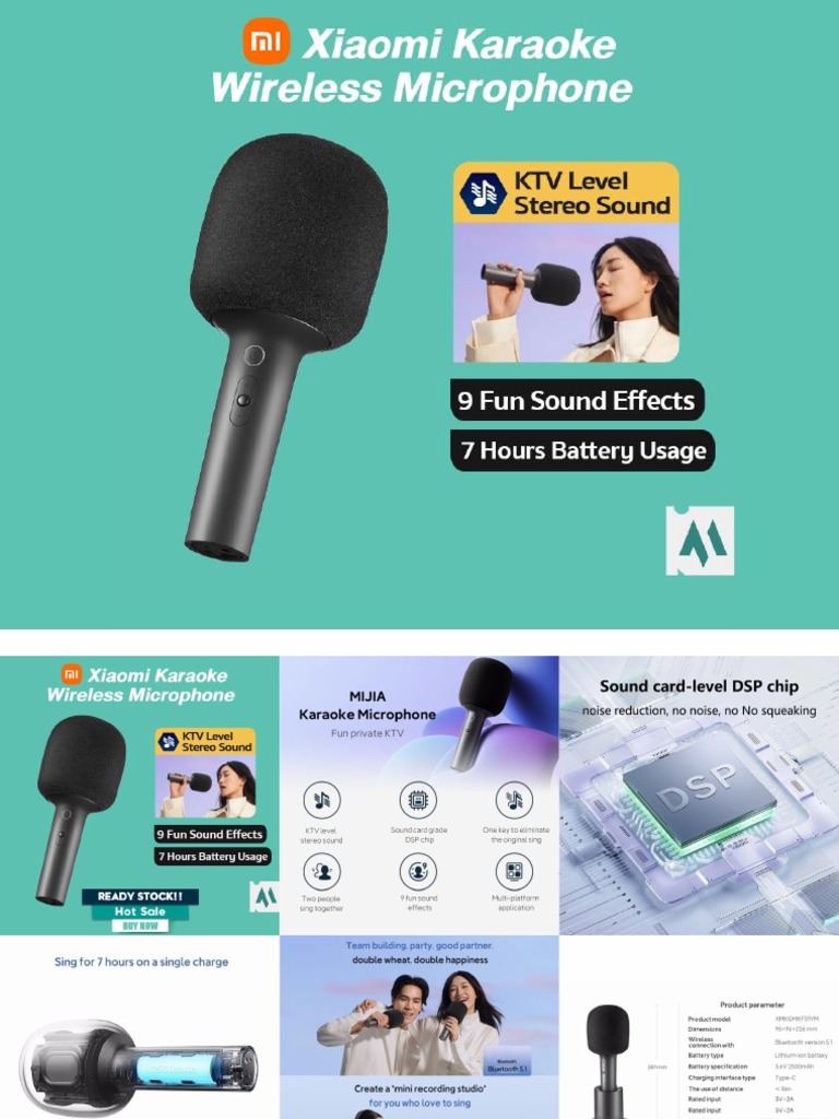 Xiaomi MIJIA Karaoke Wireless Microphone (XMKGMKF01YM) | PDF ...