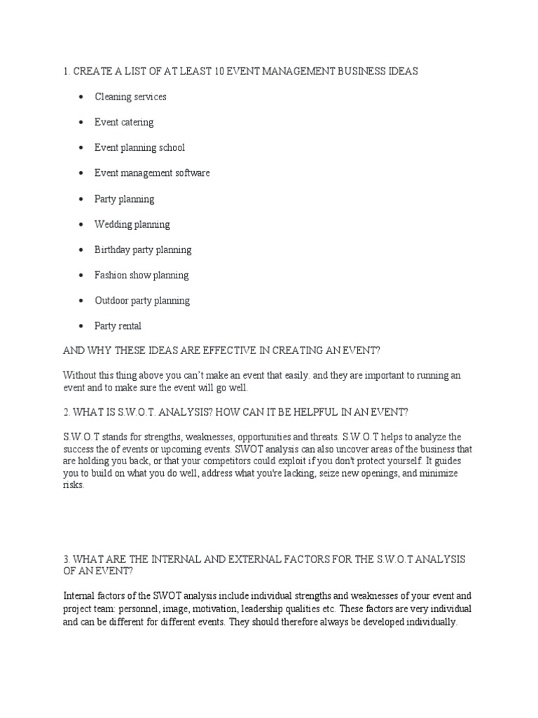 10 Event Management Business Ideas and How SWOT Analysis Can Help ...
