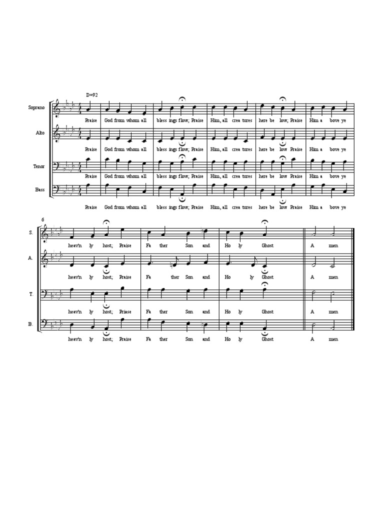 Old Hundredth Hymn Sheet Music Analysis | PDF