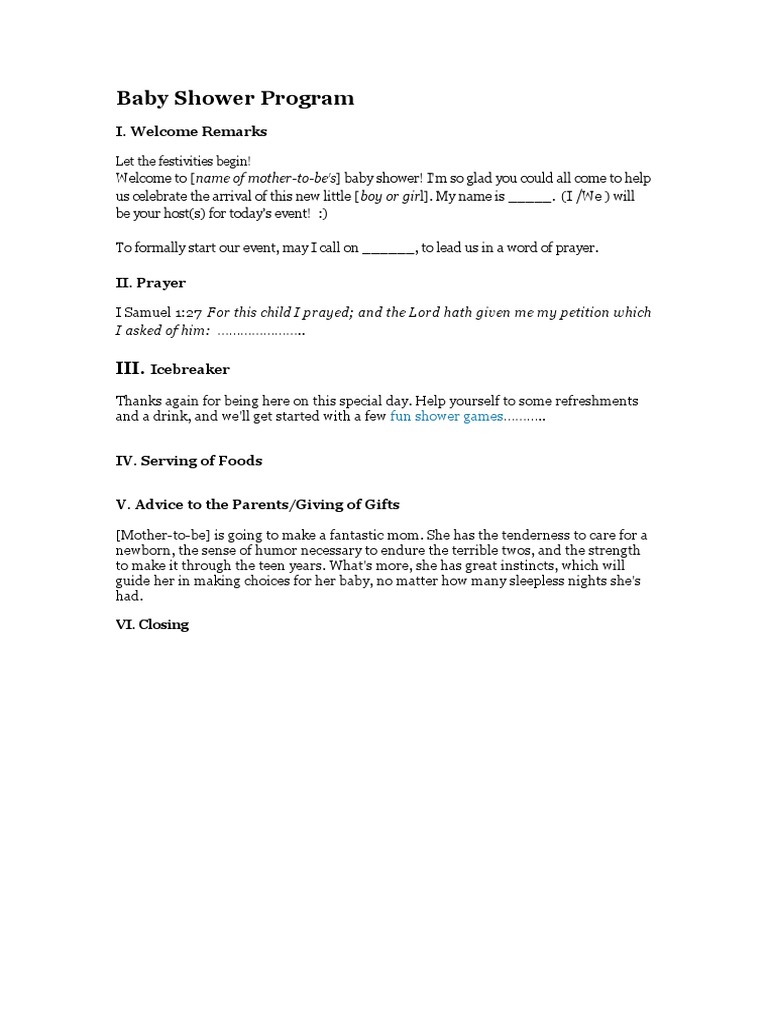 Baby Shower Program | PDF