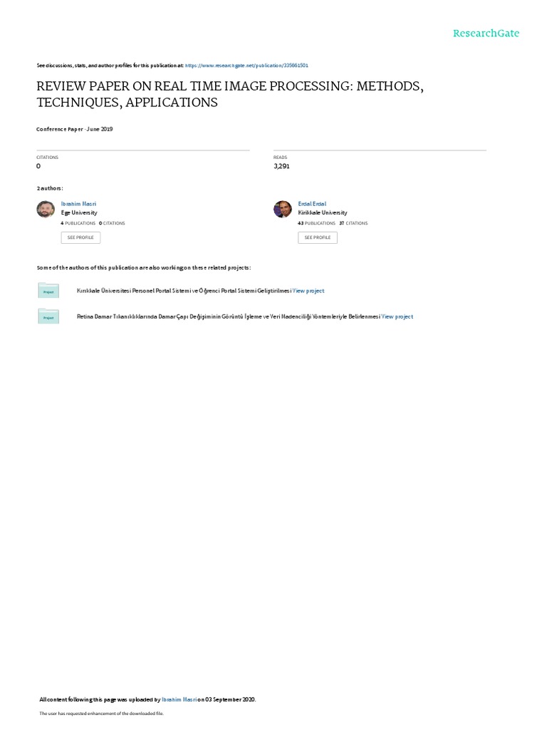 Review Paper On Real Time Image Processing: Methods, Techniques, Applications | PDF | Data ...
