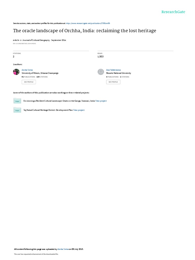 The Oracle Landscape of Orchha, India: Reclaiming The Lost Heritage ...