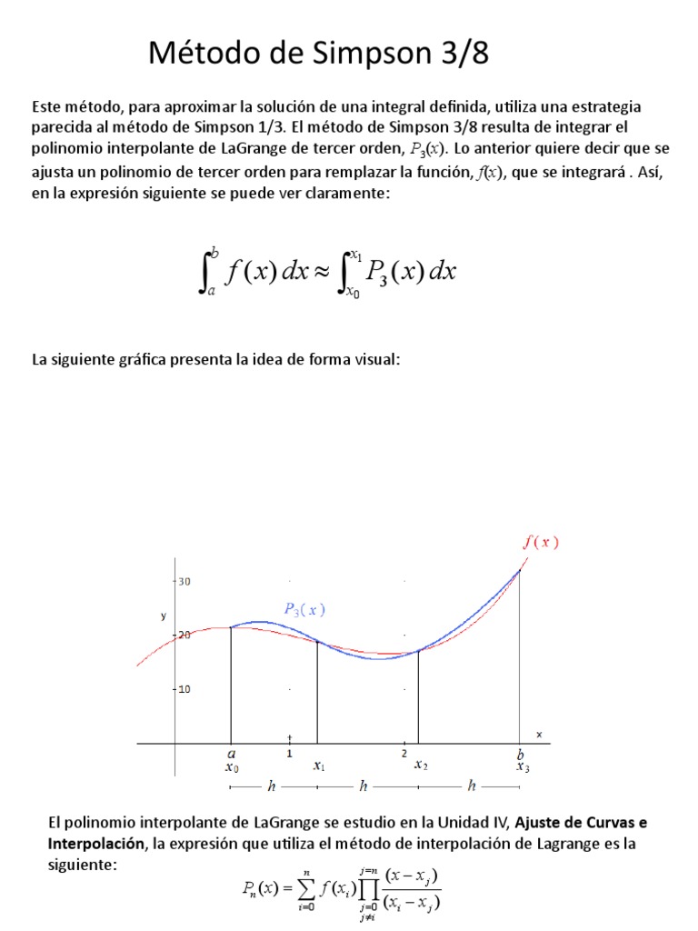 Método de Simpson 3/8 para Integrales | PDF | Integral | Análisis numérico